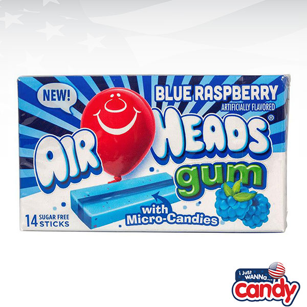 Airheads Gum Sugar Free Blue Raspberry 1.185oz (34g) IJustWannaCandy